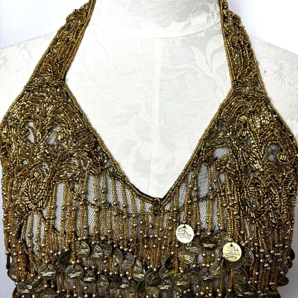 Western | Tops | Belly Dancing Beaded W Coins Bra Nos 9s Nwot Vintage ...
